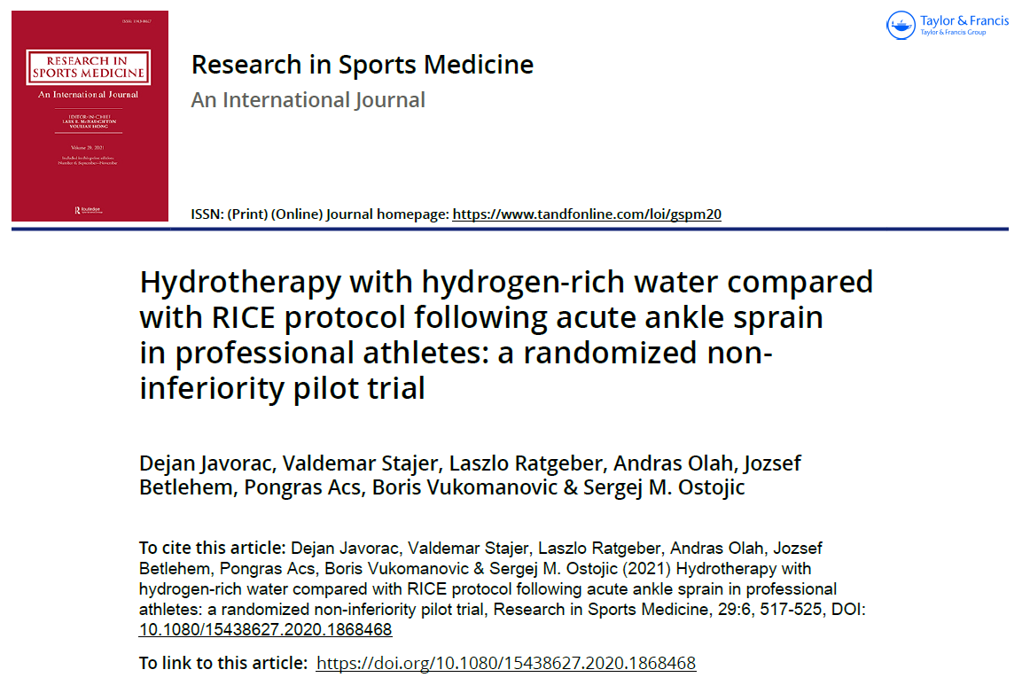 Hydrotherapy with hydrogen-rich water compared with RICE protocol ...